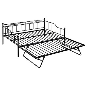 LUSPAZ Full Size Extendable Bed with Pop Up Trundle, Twin to King Daybed with Pull Out Trundle for Adults, Kids