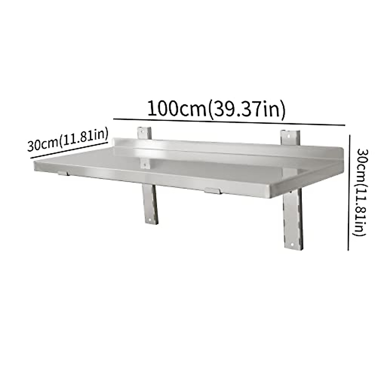 DULNICE Stainless Steel Wall Shelf Commercial Wall Mount Floating Shelving (39.4" x 12.6")