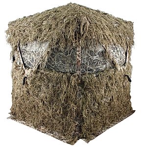AUSCAMOTEK Scouter Ghillie Ground Blind for 3 Person Deer Hunting with Ghilly Cover