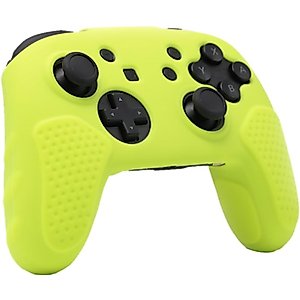 CHINFAI Silicone Case Grip for Nintendo Switch Pro Controller with 4 Pair/8 Pcs Thumbstick Caps, (Yellow)