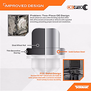 Dorman 611-074-BP Wheel Nut M12-1.50 Dometop Capped - 19mm Hex, 31mm Length Compatible with Select Models, 200 Pack (OE FIX)