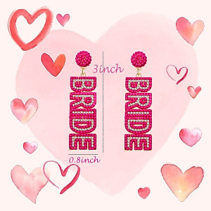 Rhinestone Bride Earrings for Women Handmade Beaded BRIDE Letter Dangle Earring Wedding Bridal Earrings Bridesmaids Bachelorette Party Gift