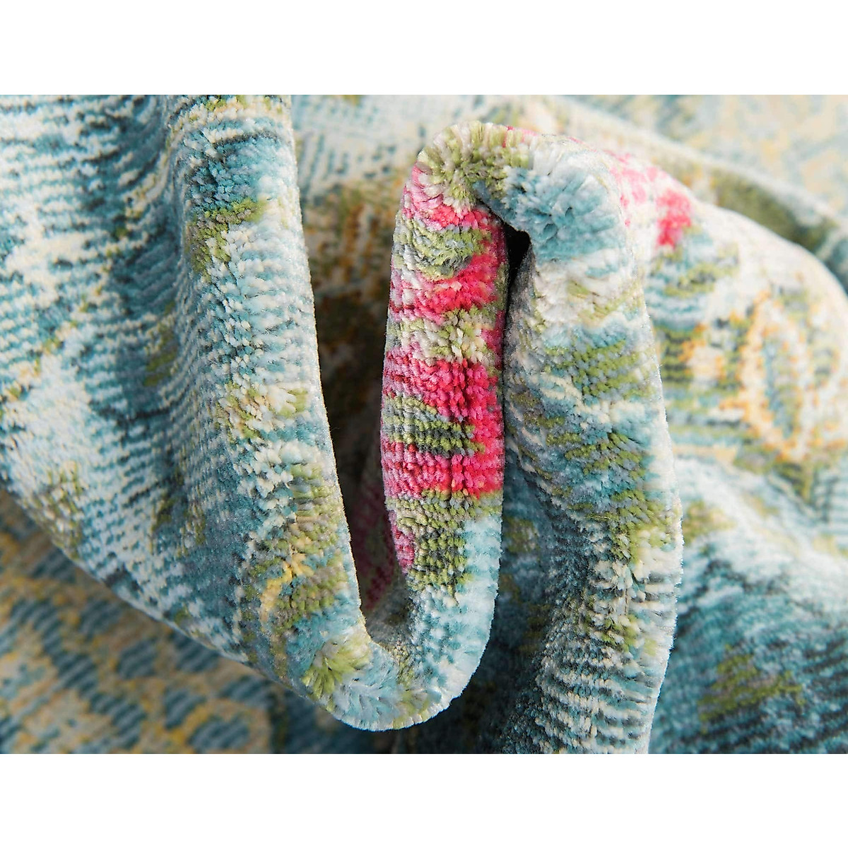 Unique Loom Baracoa Collection Area Rug - Coppelia (2' 2" x 6' 1" Runner, Turquoise/ Gold)