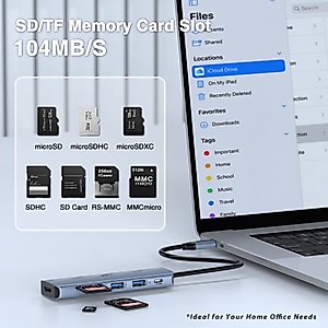 HOPDAY USB C Hub, USB C Adapter 6 in 1, USB C Hub Multiport Adapter USB C Dock with 4K HDMI, USB 3.0, PD 100W, SD/TF, MacBook Pro/Air iPad Pro Adapter, for Laptop, Surface Pro 8