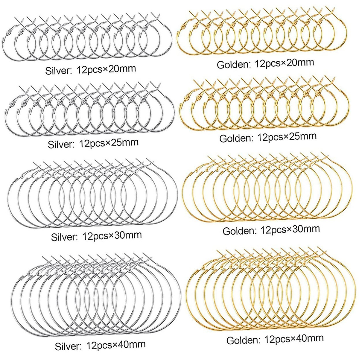 VILLCASE 3sets Earring Hoops for Jewelry Crafting Women's Earring Studs Earring Making Kit Alloy Round Hoops Jewelry Supplies 96pcs*3