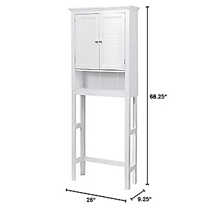Glitzhome Bathroom Over-The-Toilet Space Saver Storage with Shelf and 2-Door Cabinet, 68" H, White