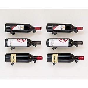 VintageView Vino Series - Vino Pins Designer Kit 6 Bottle Wall Mounted Wine Rack (Milled Aluminum) Stylish Modern Wine Storage with Label-Forward Design