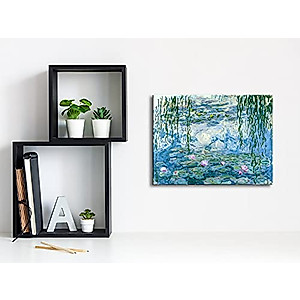 Wieco Art Water Lilies Floral Canvas Prints Wall Art by Claude Monet Famous Oil Paintings Flowers Reproduction for Kitchen Bedroom Bathroom Home Decor Modern Classic Landscape Pictures Giclee Artwork