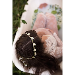 DDazzling Flower Crown Floral Wreath Headband Floral Garland Headbands photo props (Ivory)