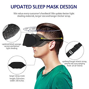 Mavogel Cotton Sleep Mask - Updated Design Light Blocking Sleep Eye Mask, Soft and Comfortable Night Sleeping Mask for Men Women, Eye Blinder for Travel/Sleeping, Includes Travel Pouch, Black