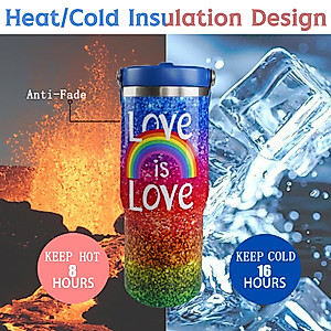 Pride Tumbler - Pride Gifts for Women Men - 30oz Rainbow Pride Month Insulated Tumbler with Handle and Flip Straw, Perfect LGBTQ Gifts for Lesbian/Gay/Bisexual
