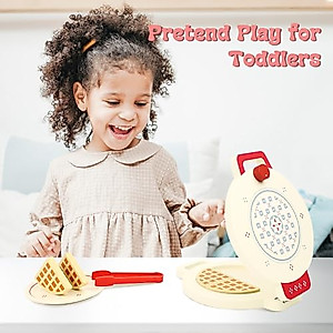 osettoys Toy Waffle Maker, Wooden Kitchen Play Set, Pretend Play Kitchen Appliance, Learning Toy for Kids, Cooking Toy Present for Boys Girls Age of 3-8