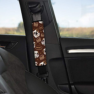 WIRESTER Soft Car Safety Seat Belt Shoulder Pad Cover Design, Cushion Harness Comfortable Pad - English Bulldog Face Pattern