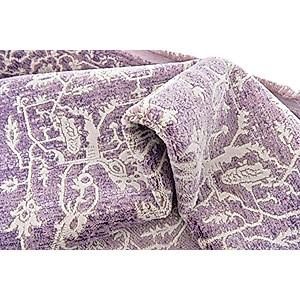 Unique Loom Traditional Classic Intricate Design Distressed Vintage Detail, Area Rug, 4 ft x 6 ft, Purple/Ivory