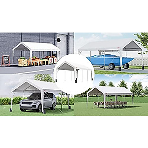 VEVOR Carport, 10x20 ft Heavy Duty Car Canopy Garage Boat Shelter Party Tent with 8 Reinforced Poles and 4 Weight Bags, UV Resistant Waterproof All-Season Tarp for SUV, F150, Car, Truck, Boat
