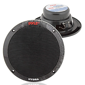 Pyle 6.5 Inch Dual Marine Speakers - 2 Way Waterproof and Weather Resistant Outdoor Audio Stereo Sound System with 400 Watt Power, Polypropylene Cone and Butyl Rubber Surround-1 Pair-PLMR605W (Black)
