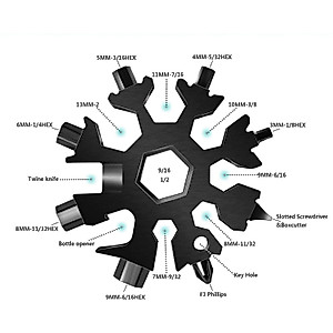 18-in-1 Snowflake Multi-tool with Wallet Multi Tool Credit Card Stainless Steel Bottle Opener, Box Cutter, Phillips Screwdriver, Allen Wrench, Credit Card Multi Toll Gift Set, Survival Gear (black)