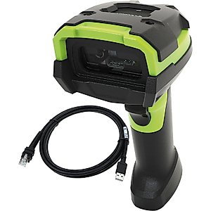 Zebra Li3608-SR 1D Ultra-Rugged Barcode Scanner - Serial, USB Connectivity - Vibration Motor, Handheld, Corded, Standard Range 1D Linear Imager, Industrial Green - JTTANDS