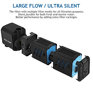 NO.17 Submersible Aquarium Internal Filter, Adjustable Fish Tank Filter with Water Pump for Fish Tank (400GPH, 15W)