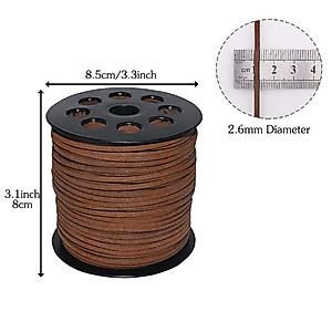 Tenn Well 2.6mm Suede Cord, 100 Yards Flat Faux Leather Cord for Necklaces, Bracelets, Jewelry Making, Beading and DIY Crafts (Brown)