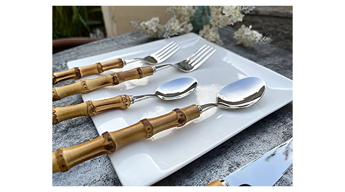 Nature Bamboo Handle Flatware Set - Eco-Friendly Silverware