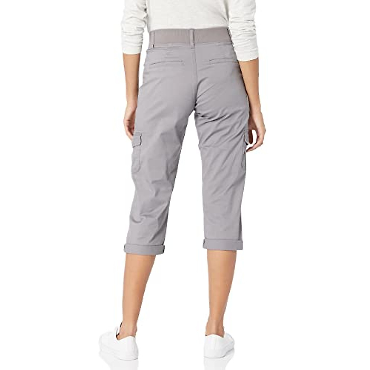 Lee Missy Women's Relaxed Fit Austyn Knit Waist Cargo Capri Pant, Frost Gray, 14