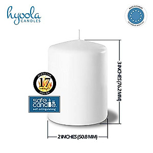 HYOOLA White Pillar Candles 2x3 Inch - Unscented Pillar Candles - Set of 4 - European Made