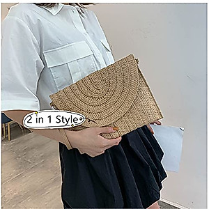 Straw Bag Straw Shoulder Bag Straw Clutch Straw Crossbody Bag Casual Beach Straw Handmade Bag for Women Envelope Purse Wallet