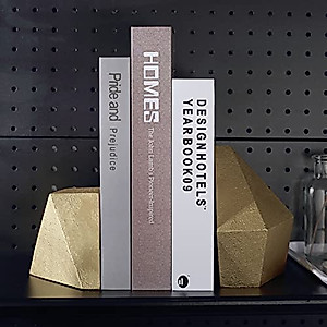 Ambipolar Decorative Gold Cast Iron Bookends, Home Decorative Bookends for Heavy Books, Abstract Bookends for Bookshelves, Office Desk, Living Room Decor