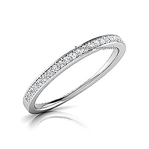 PB Collection Ladies Half Eternity 925 Sterling Silver Stackable Band Ring Cubic Zirconia Wedding Band Ring for Women Channel Setting 5