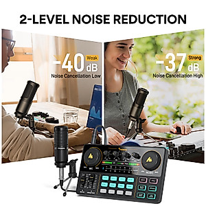 MAONO Podcast Equipment Bundle Audio mixer All-in-One Podcast Production Studio with 3.5mm Microphone for Live Streaming, Podcast Recording, PC, Smartphone, DJ MaonoCaster Lite (AU-AM200-S1)
