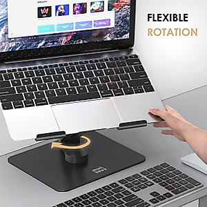 Minthouz 360° Swivel Laptop Stand for Desk, Aluminum Laptop Riser Foldable Laptop Holder Ergonomic Notebook Stand, Height Adjustable Computer Stand Fit for All Laptops 10-17 inch(Black)