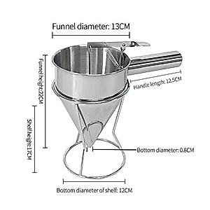 Mvckyi Pancake Batter Dispenser with Stand, Multifunction Stainless Steel Dispenser Funnel for Filling Cupcakes Pancakes Takoyaki or Any Baked Food Kitchen