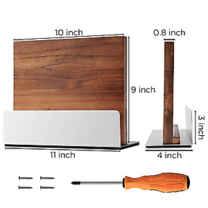 HBlife Double Sided Magnetic Knife Block Kitchen Knife Holder Rack with Strong Magnets Acacia Wood Knife with Cutting Board Storage Stand