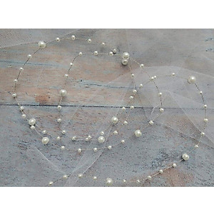 Chargances Set of 2 Bride Pearl Hair Vine Wedding Hair Accessories Long Headband Pearl Headband Hair Jewelry Long Hair Vine Ivory Pearl Hair Vine Boho Handmade Bridal Headpiece Bride Jewelry (Silver)