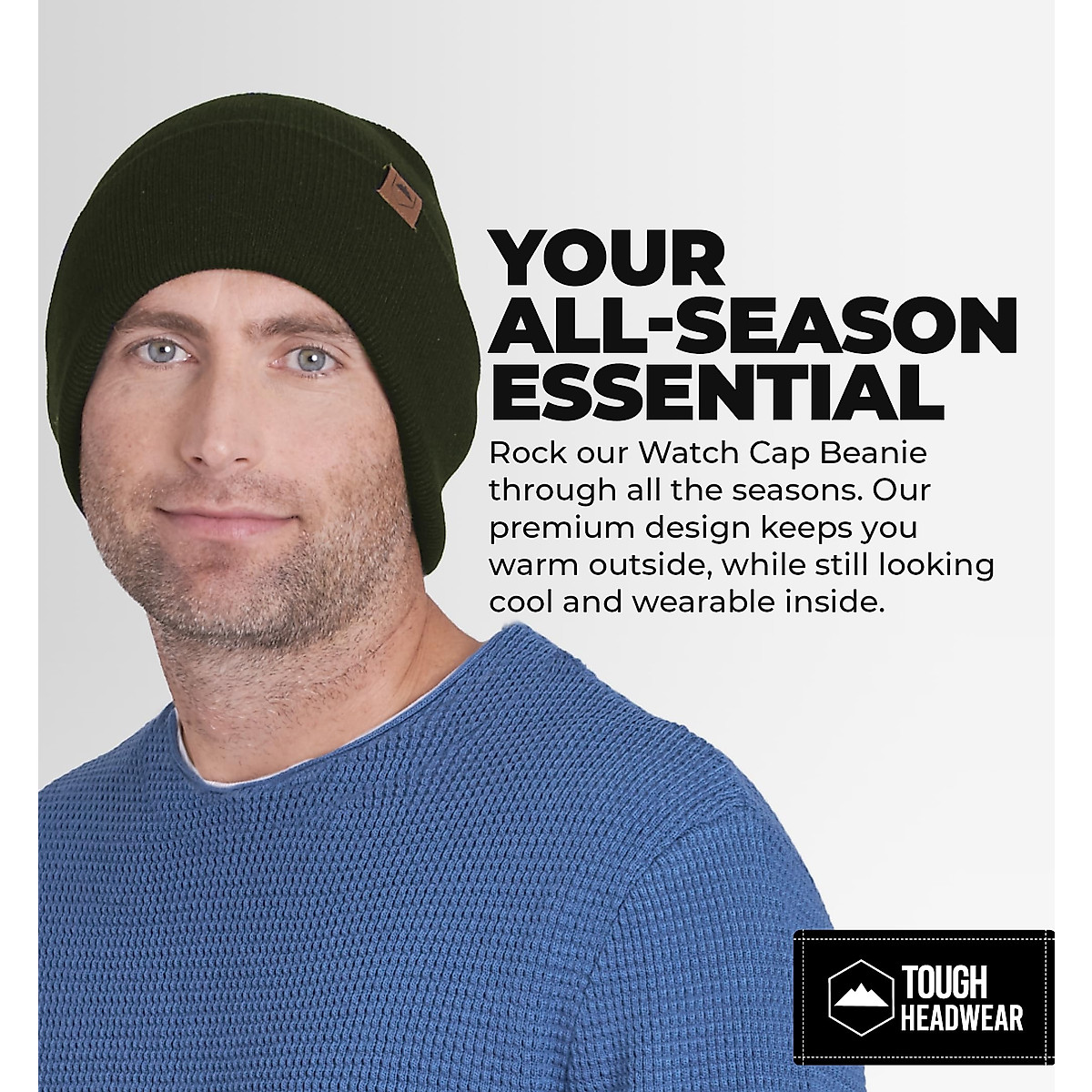 Tough Headwear Cuffed Beanie Hats for Men - Winter Beanies for Women - Toboggan Hat - Mens Winter Knit Hat - Stocking Cap