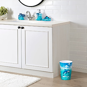 Allure Home Creation Jump for Joy Dolphin Plastic Wastebasket Compact Size 1.71 Gallons