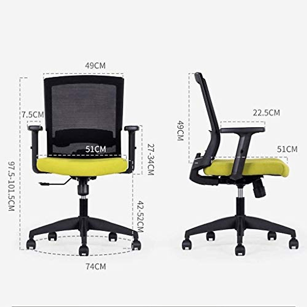 WYKDD Furniture Mid-Back Black Mesh Executive Swivel Ergonomic Office Chair with Back Angle Adjustment (Color : Black)