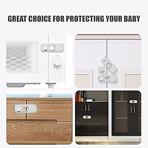 5 Pack Child Proof Refrigerator Lock, Fridge, Cabinets, Freezer Door Lock Apply to Max 1"(25mm) Sealing Strip for Toddlers and Kids, No Tools Need or Drill - Grey Updated