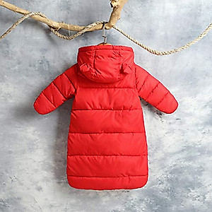 Aivtalk Infant Baby Long Sleeve Hooded Wearable Blanket Zipper Up Fleece Snowsuit for Toddler Newborn 6-12 Months Red
