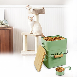 Yomjarl Farmhouse Cat Food Storage Container,6L Cat Food Canisters,Pet food Container Hold 5~6lbs Cat Food Treats,Airtight Cat food Storage with Lid and Scoop,Kibble Container Countertop-Green…