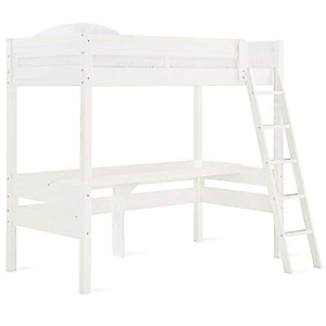 Dorel Living Harlan Wood Loft Bed with Ladder and Guard Rail - Twin (White)