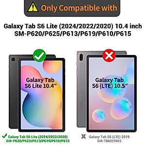 Timecity Case for Samsung Galaxy Tab S6 Lite 10.4'' 2024/2022/2020 (SM-P620/P610/P613/P615), Durable Sturdy Protective Case with Screen Protector, Rotating Stand, Hand/Shoulder Strap- Black