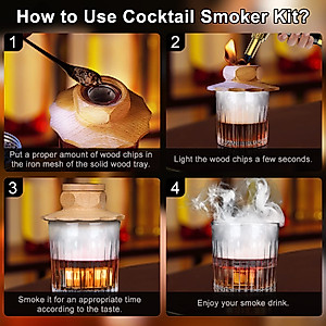 OGERY Cocktail Smoker Kit with Torch, Whiskey Smoker Kit with 4 Flavors Wood Chips, Mens Gifts, Old Fashioned Drink Smoker Infuser Kit, Fathers Day Birthday Gifts for Men, Dad, Husband (No Butane)