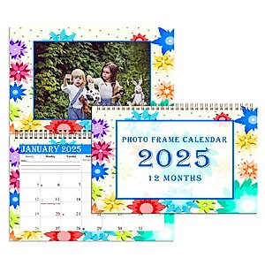 2025 Photo Frame Wall Spiral-bound Calendar (Add Your Own Photos) - 12 Months Desktop/Wall Calendar/Planner - (Geometrics Edition #001)