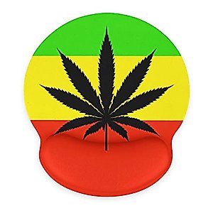 SEPTYK Rasta Flag Marijuana Leaf Pattern Ergonomic Mouse Pad with Wrist Support Rest Gel Non-Slip Rubber Base Mousepad for Computer Laptop Home Office Gaming Pain Relief