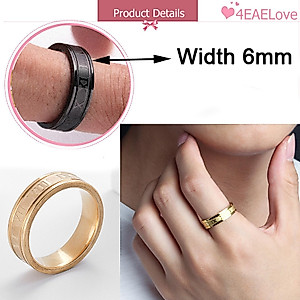 4EAELove Custom Roman Numeral Ring for Men Text Engraved Personalized Graduation for Women Men Thumb Stainless Steel 6mm Black Silver Gold