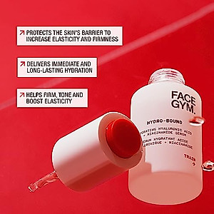 FACEGYM Hyaluronic Acid & Niacinamide Serum for Glowing Skin, FACE GYM Hydro-Bound Daily Serum 1 Fl Oz, Hydrating Skincare Serum for Bouncier, Firmer & Glowing skin, Chemical-Free Face Serum (30 ML)