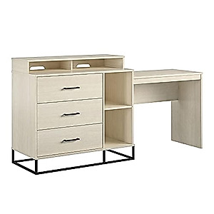 Novogratz Kelly 3 in 1 Media Dresser and Desk Combo, Ivory Oak