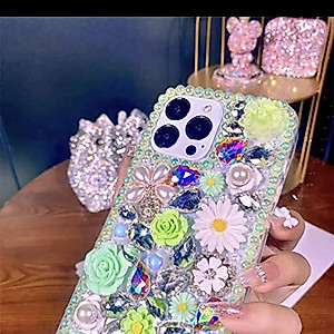redecarie for Galaxy S9 Plus Crystal Rhinestone Case,Diamond Bling Floral Glitter Shiny Sparkle Women Girls Kids Cute 3D Protective Phone Case for Samsung Galaxy S9 Plus